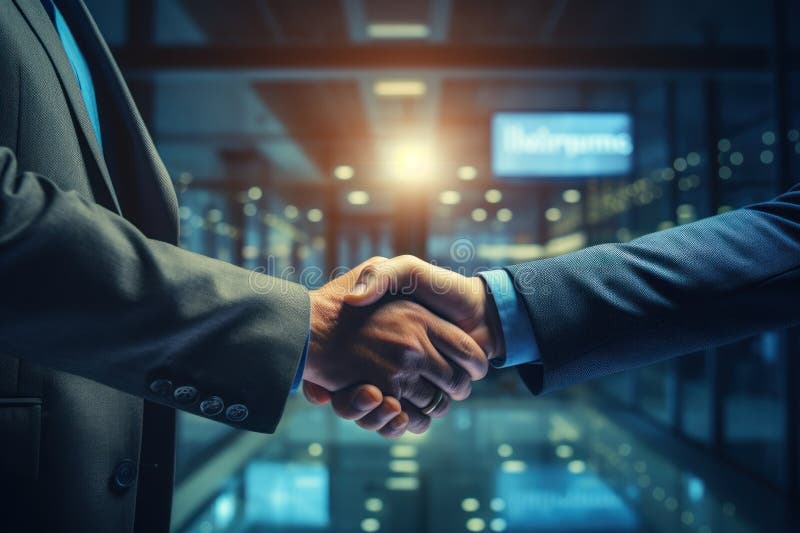 Image of Enterprise Collaboration, Two People Shaking Hands. Generative ...