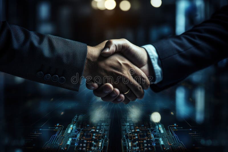 Image of Enterprise Collaboration, Two People Shaking Hands. Generative ...