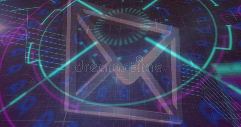 Image of Envelope Icon Over Scope Scanning and Data Processing Stock ...