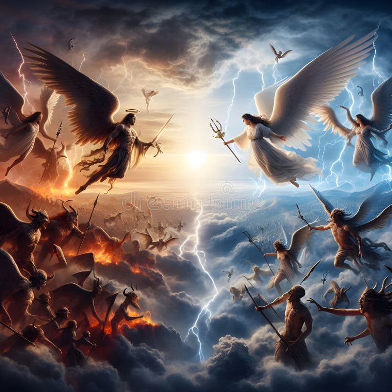 Image of an Epic Battle between Good and Evil, As Angels and Demons ...