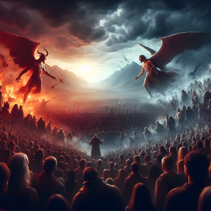 Image of an Epic Battle between Good and Evil, As Angels and Demons Clash in a Final Showdown in ...