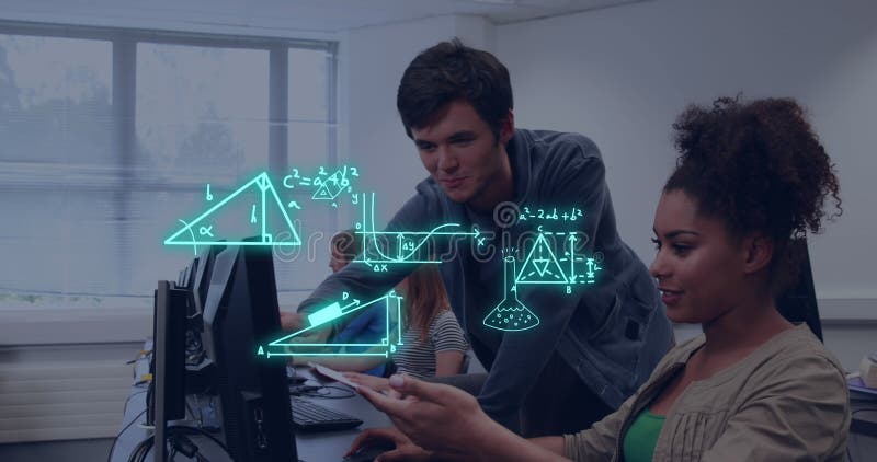 Image of Equations and Data Processing Over Diverse Students Stock ...