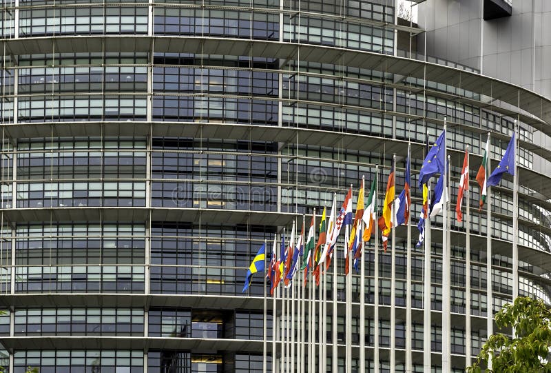 EU Building and Flags in Strasbourg Stock Photo - Image of brussels ...