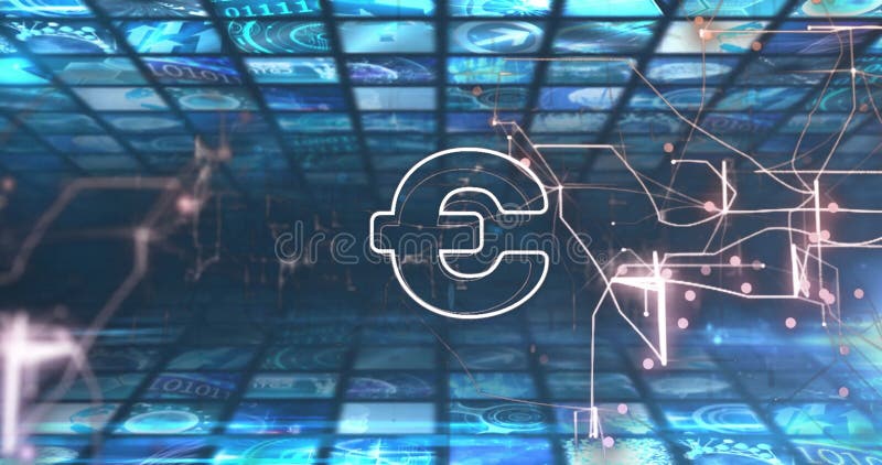 Image of Euro Symbol Over Digital Interface with Images Stock Photo ...