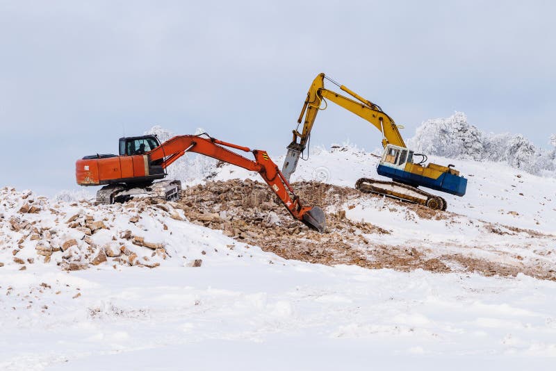Image with an excavator stock image. Image of plant - 138752075