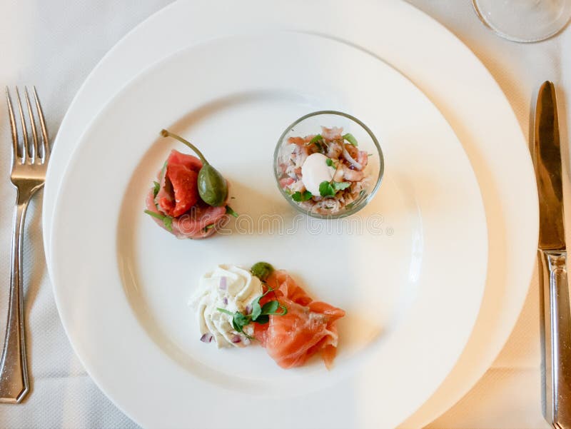 Culinary Minimalism: Gourmet Starter Presentation Stock Image - Image ...