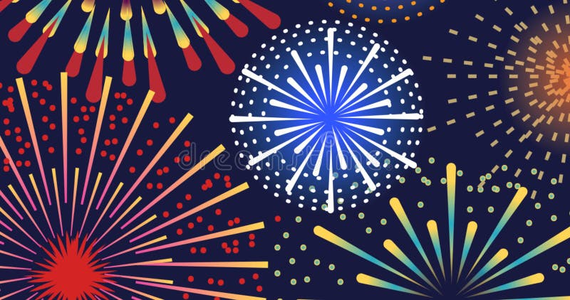 Image of Exploding Colourful Fireworks Scrolling on Black Background ...