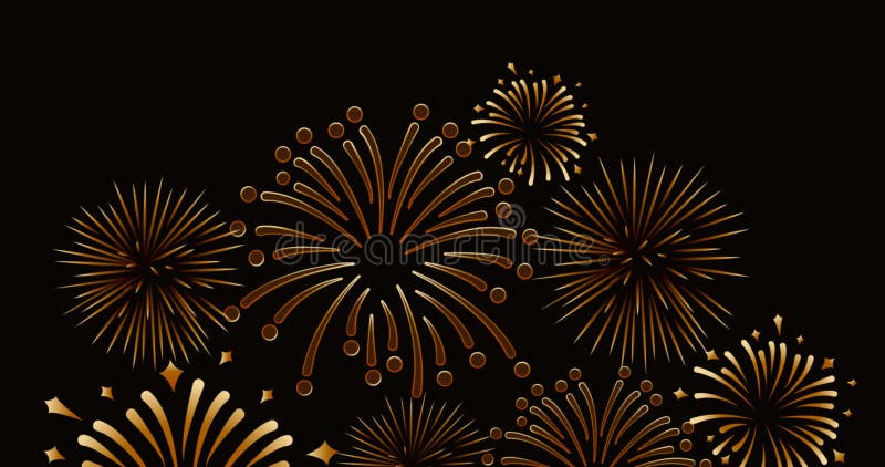 Image of Exploding Gold Fireworks Scrolling on Black Background Stock ...