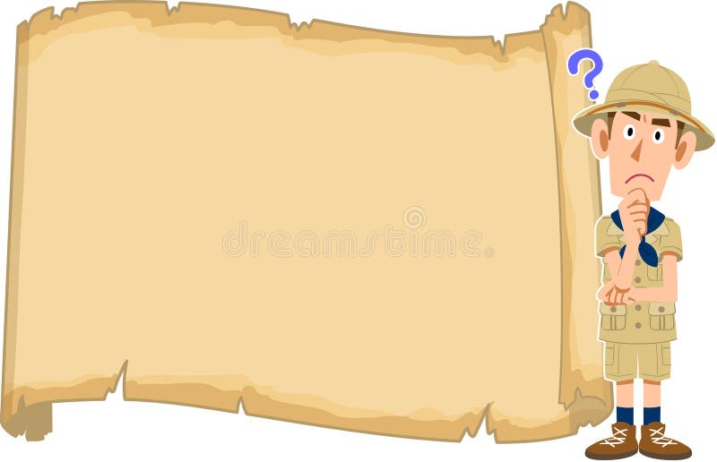 Explorer with Blank Old Map and Questions Stock Vector - Illustration ...