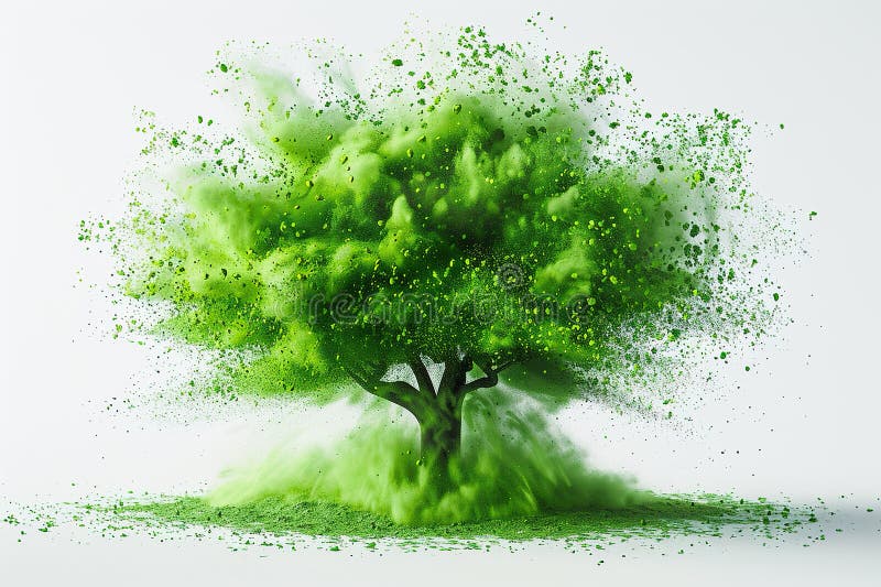 Image of an Explosion of Green Powder or Sand in the Form of a Tree on ...