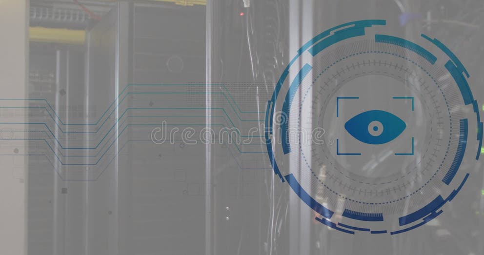 Image of Eye Icon and Digital Data Processing Over Computer Servers ...