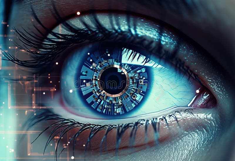 A Very Creative Image of a Woman S Eye with Technology. Generative AI ...