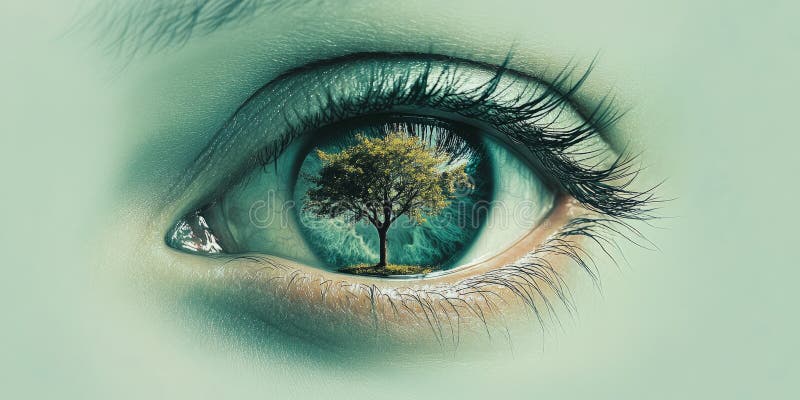An Image of an Eye with a Reflection of a Tree in the Pupil, Created in ...