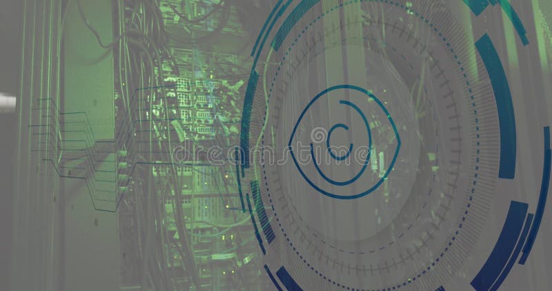 Image of Eye Retina Round Scanner Against Computer Server Room Stock ...