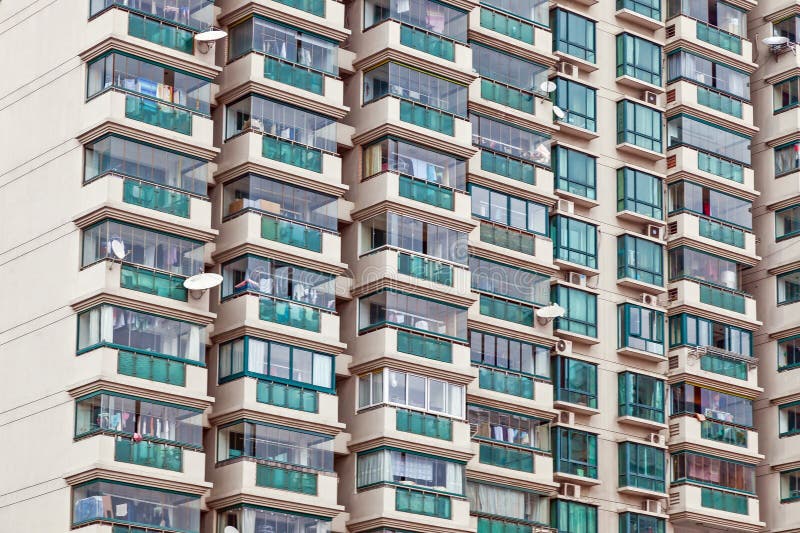 Image of a FaÃ§ade of a High-rise Building with Uniform Shapes and ...
