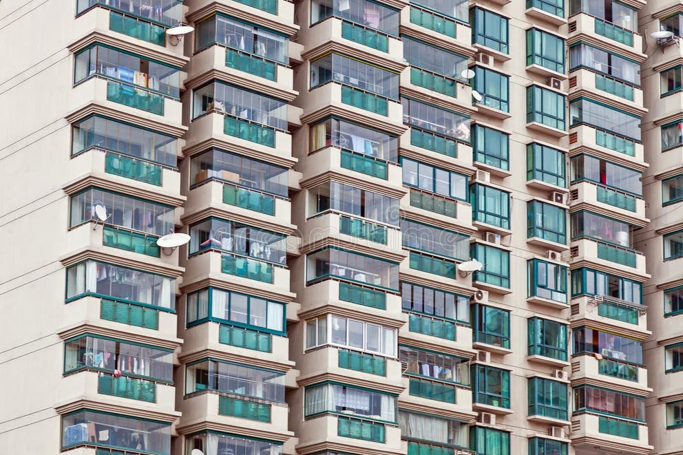 Image of a FaÃ§ade of a High-rise Building with Uniform Shapes and ...