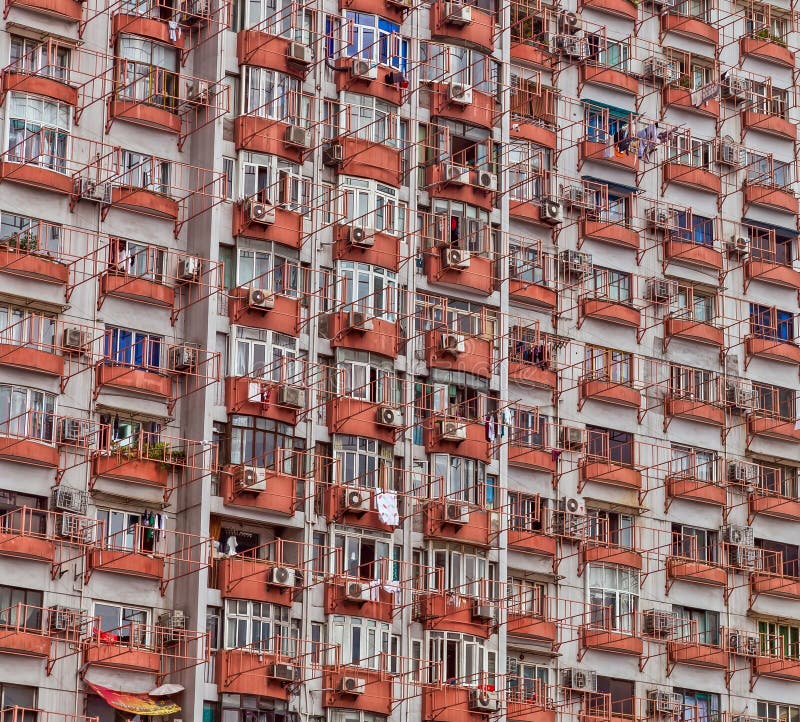 Image of a FaÃ§ade of a High-rise Building with Uniform Shapes and ...