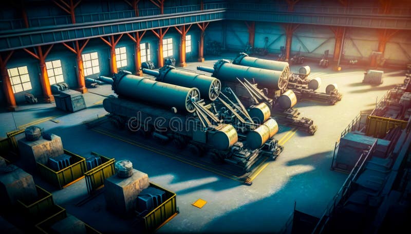An Image of Factory with Several Large Machines. Generative AI Stock ...