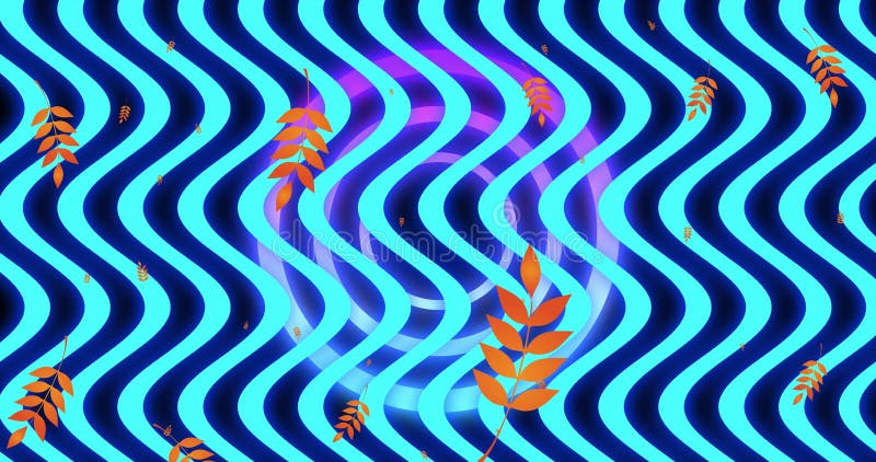 Image of Fall Leaves Over Blue Wavy Background Stock Illustration ...