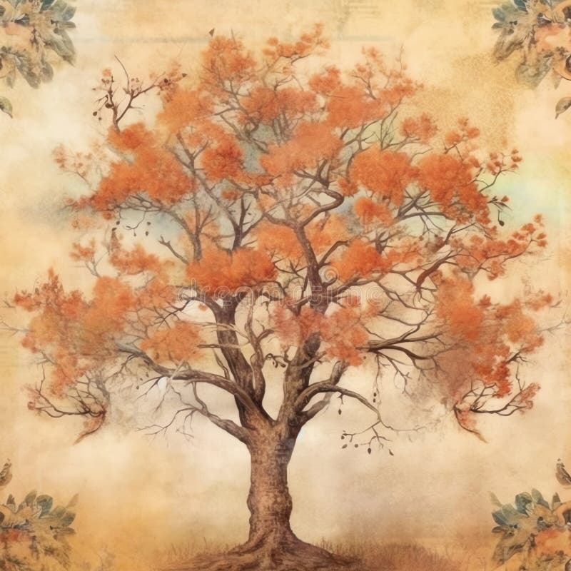 Fall Old Paper, Vintage Digital Paper Stock Illustration - Illustration ...