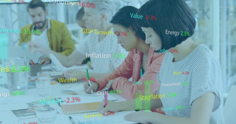 Image of Falling Arrows, Texts, Graph and Changing Numbers, Diverse ... Image of Falling Arrows, Texts, Graph and Changing Numbers, Diverse ...