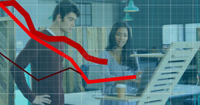 Image of Falling Graphs and Grid Pattern Over Diverse Coworkers ...