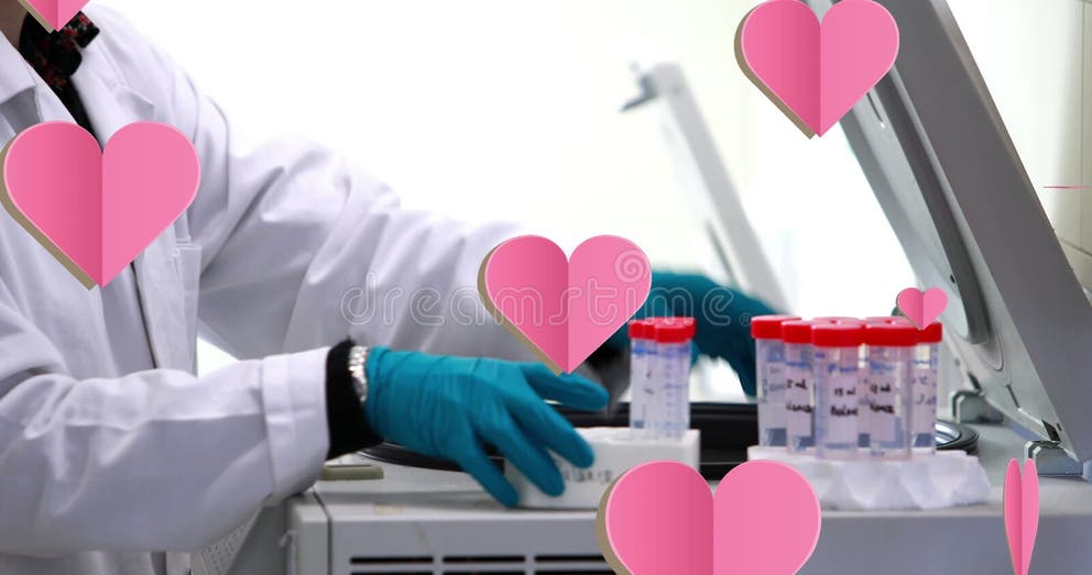 Image of Falling Hearts Over Scientist in Laboratory Stock Image ...