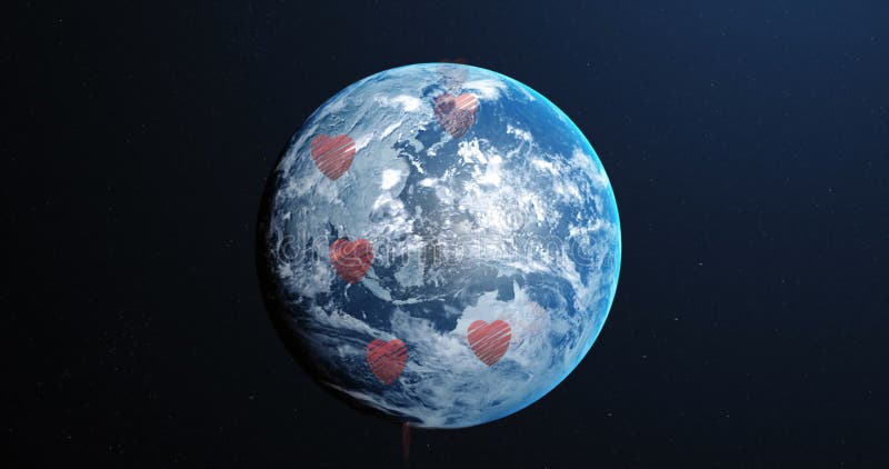 Image of Falling Hearts Over Spinning Globe Stock Photo - Image of ...