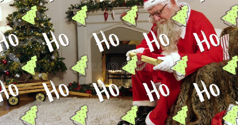 Image of Falling Ho Ho Text Over Santa Claus Stock Illustration ...