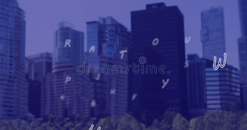 Image of Falling Letters Over Cityscape Stock Photo - Image of ...