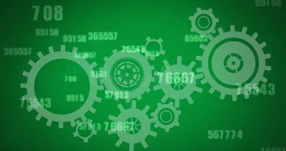 Image of Falling Numbers and Gears Over Green Background Stock Photo ...