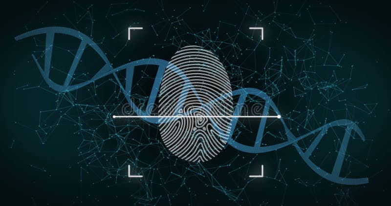 Image of Falling Spinning Dna Strand and Connections Over Dark ...