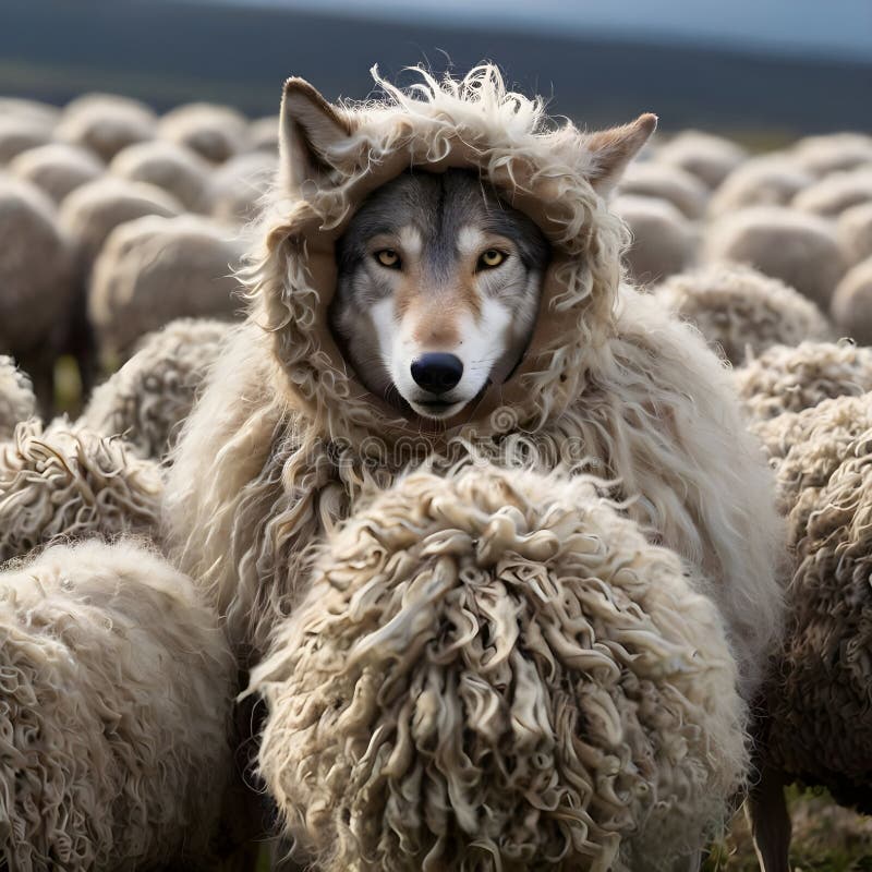 Image of False Wolf Disguises in Sheep S Skin, Leading a Flock of Sheep ...
