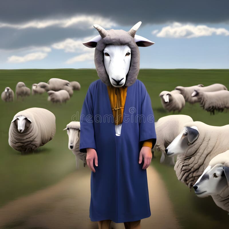 Image of False Wolf Disguises in Sheep S Skin, Leading a Flock of Sheep ...