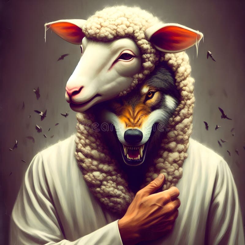 Image of False Wolf Disguises in Sheep S Skin, Leading a Flock of Sheep ...