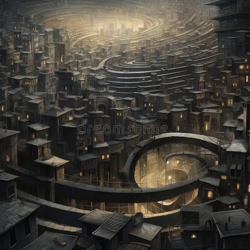 Image of a Fantastic Adventure Maze Like City Stock Illustration ...