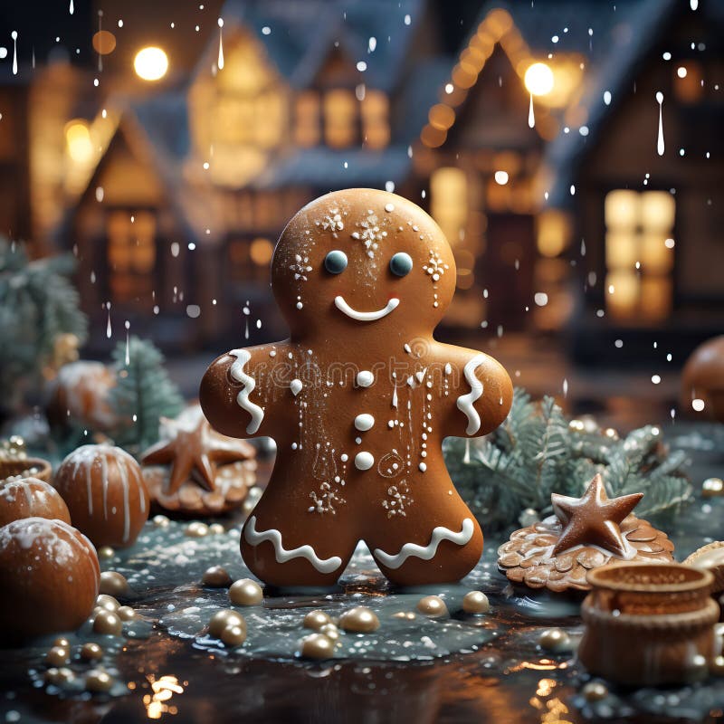 Traditional Ginger Cookie Man in Christmas Eve Stock Illustration ...