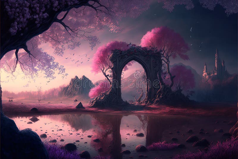 Image of Fantasy Landscape with Castle, Created Using Generative Ai ...