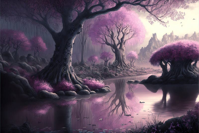 Image of Fantasy Landscape with Forest, Created Using Generative Ai ...