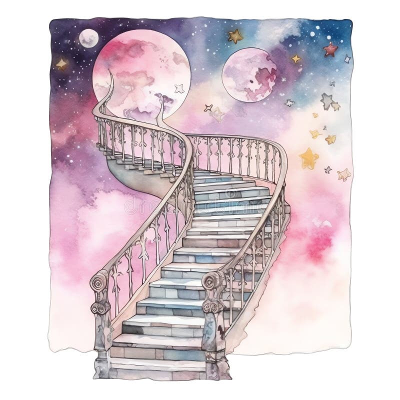 Stairs Fantasy Old Paper, Junk Journal Digital Paper Stock Illustration ...