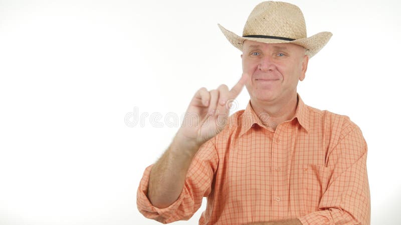 Image with Farmer Smiling and Making No Finger Sign Stock Photo - Image ...
