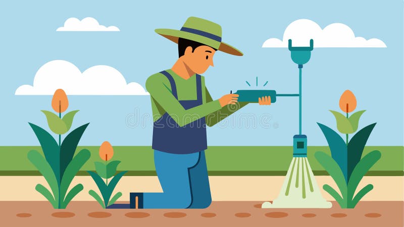 An Image of a Farmer Using Precision Nutrient Injection Technology To ...