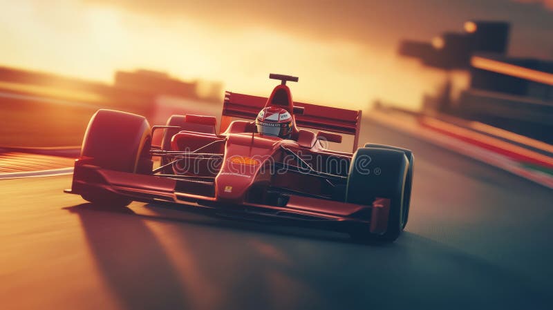 Image of a Fast Red Race Car on a Track in Circuit Arena. Close Up of ...