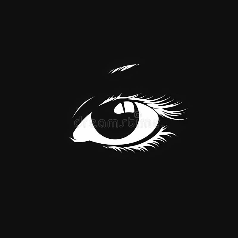 Stylized Black and White Eye Graphic, Bold Eyelash Detail in Simplified ...