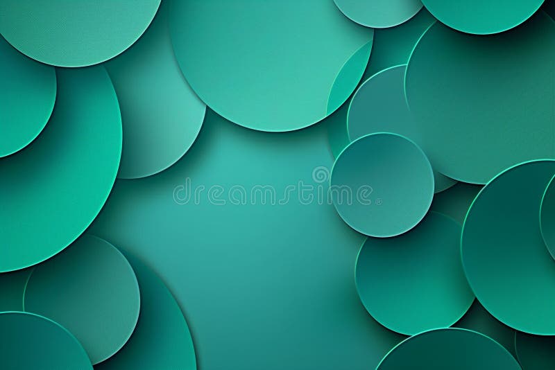 Abstract Teal Color Circles Background with Overlapping Layers for ...