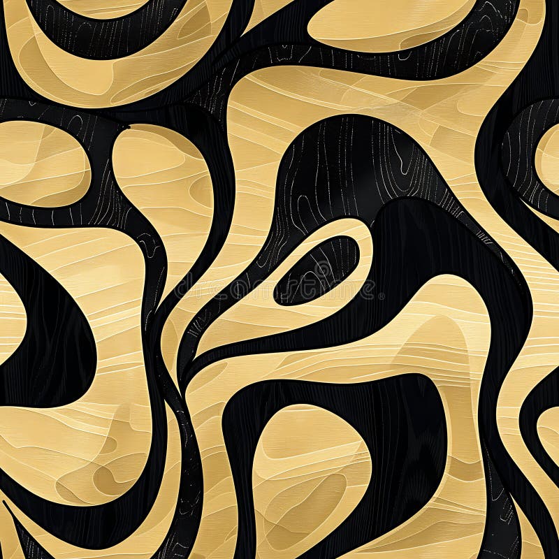 Abstract Fluid Black and Gold Fluid Organic Repeating Pattern Stock ...