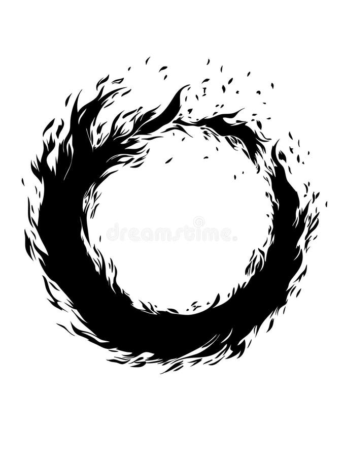 Abstract Black Ink Fire Circle Vector for Design and Decoration Stock ...
