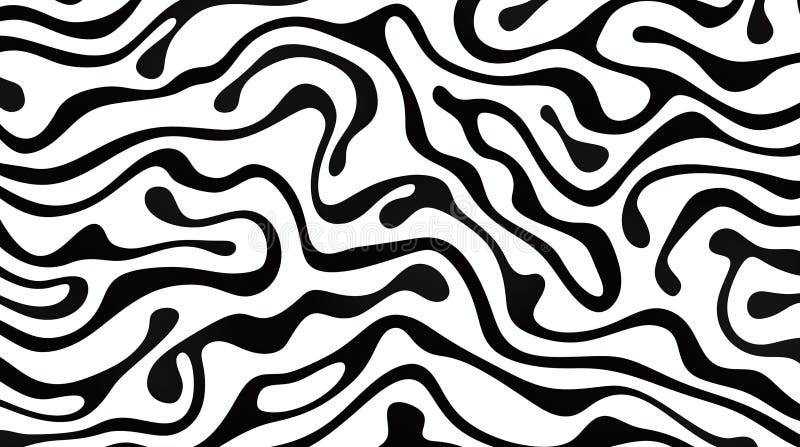 Abstract Black and White Squiggly Line Pattern Stock Illustration ...