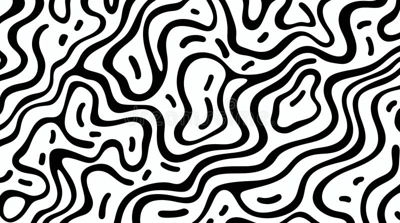 Abstract Black and White Squiggly Pattern on White Background Stock ...