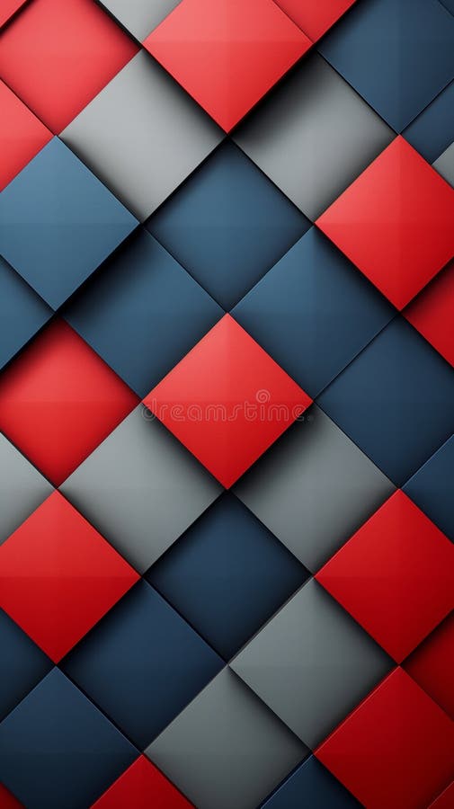Abstract Red, Blue, and Gray 3D Geometric Pattern with Overlapping ...